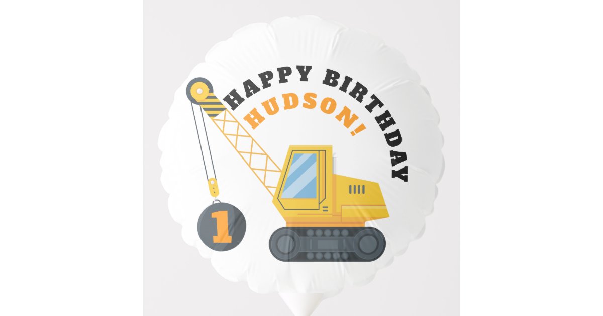 Construction Crane Birthday Party Balloon – Yellow | Zazzle