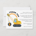 Construction Crane Birthday Thank You Card | Zazzle