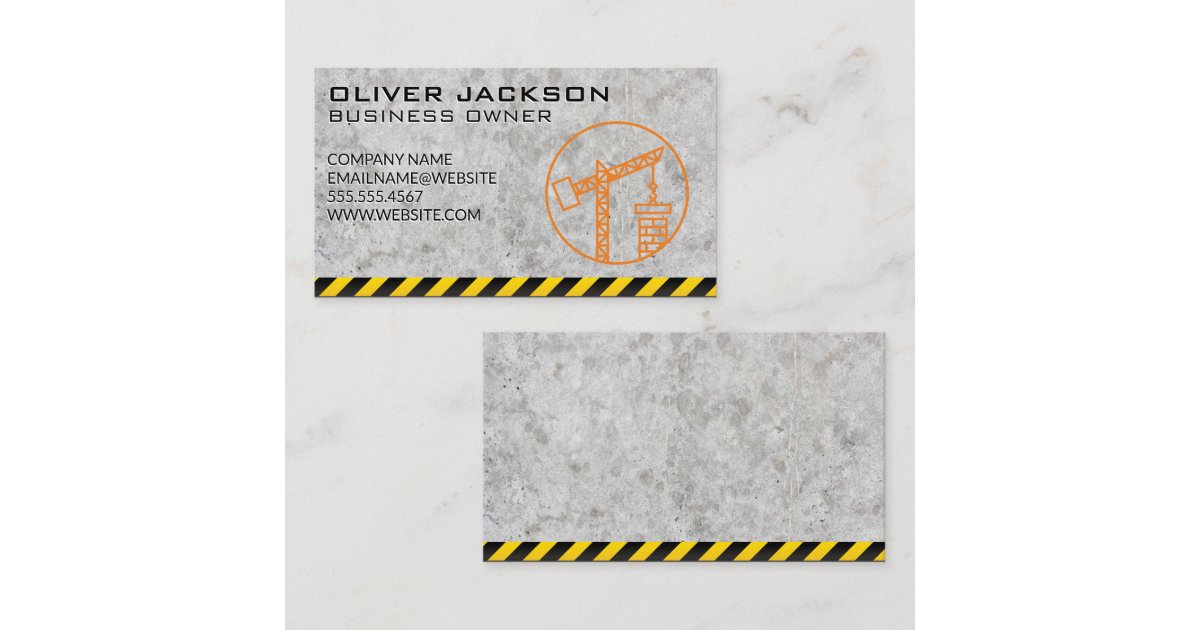 Construction Crane | Concrete Caution Line Business Card | Zazzle