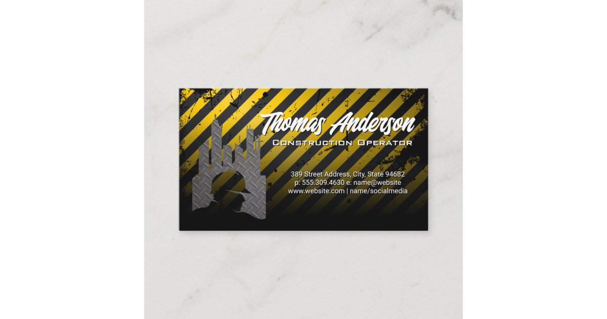 Construction Developer Logo | Caution Business Card | Zazzle
