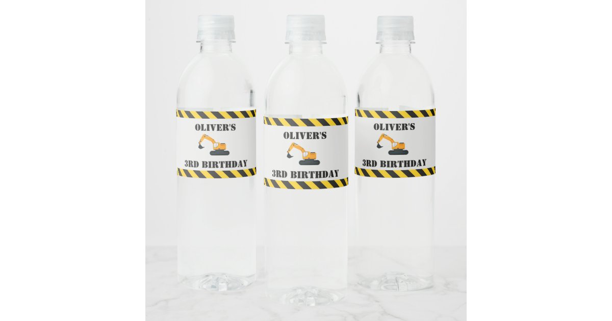 Construction Diggers Birthday Party Bottle Label | Zazzle