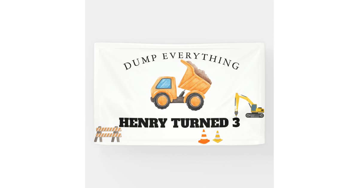 Construction Dump Truck Birthday Banner | Zazzle
