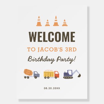 Construction Dump Truck Birthday Welcome Sign | Zazzle