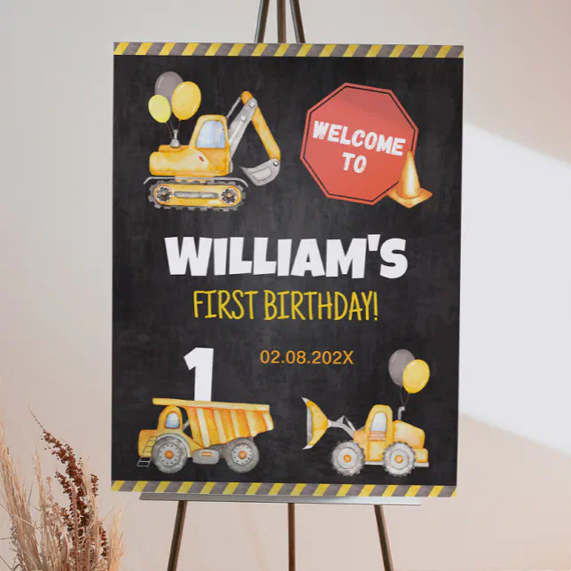 Construction Dump Truck Birthday Welcome Sign | Zazzle