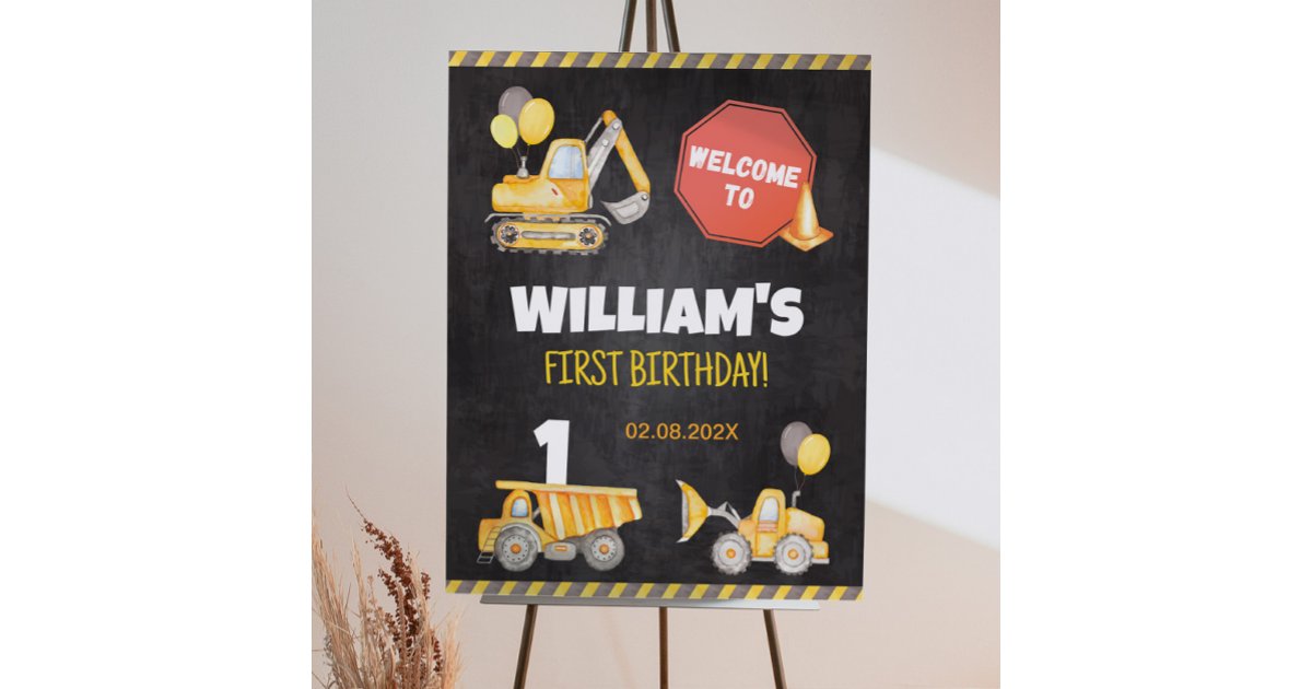 Construction Dump Truck Birthday Welcome Sign | Zazzle