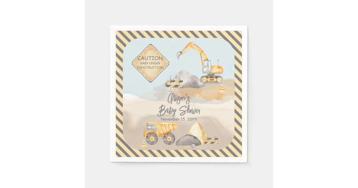 Construction Dump Truck Boy Baby Shower Napkins | Zazzle