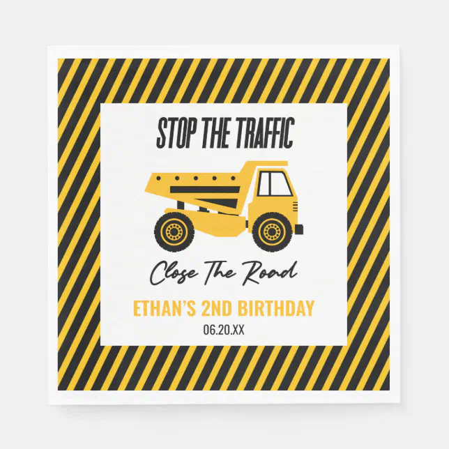 Construction Dump Truck Bulldozer Birthday Party Napkins | Zazzle
