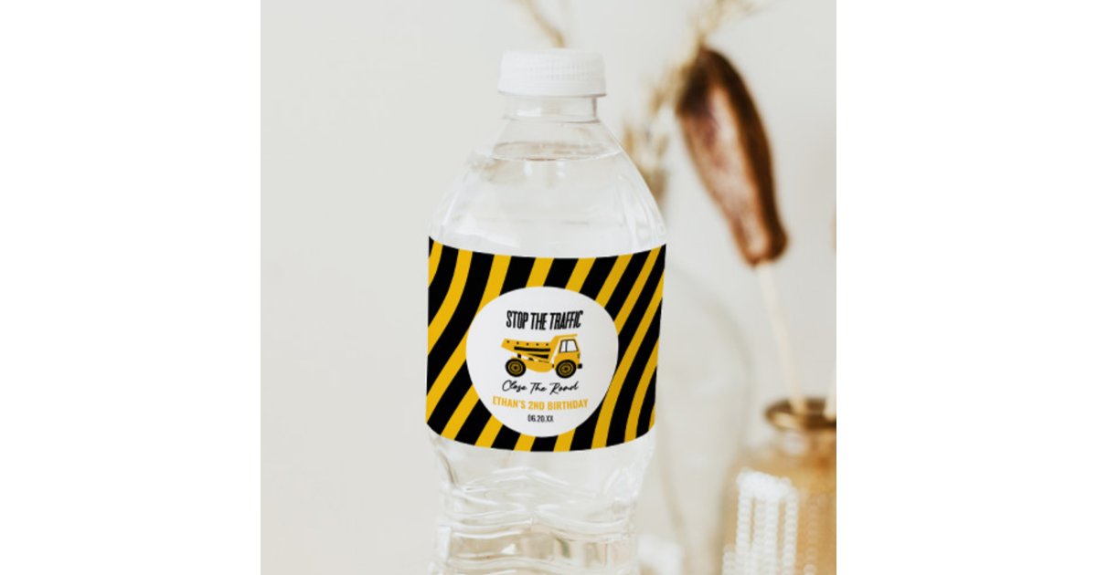 Construction Dump Truck Bulldozer Birthday Party Water Bottle Label ...