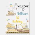 Construction Dump Truck Digger Birthday Welcome Foam Board | Zazzle