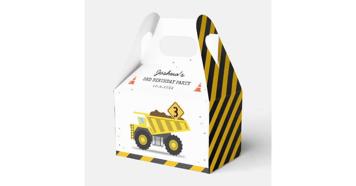 Construction Dump Truck Kids Any Age Birthday Favor Boxes | Zazzle