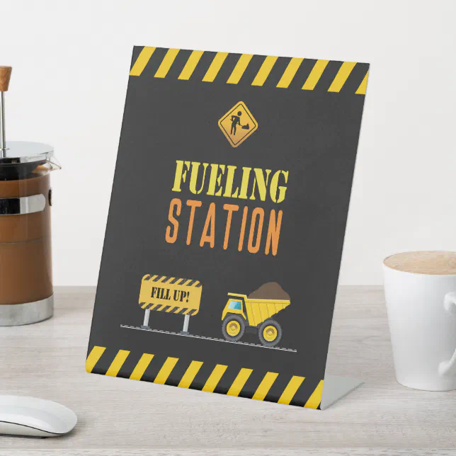 Construction Dump Truck Party Fueling Station Sign | Zazzle