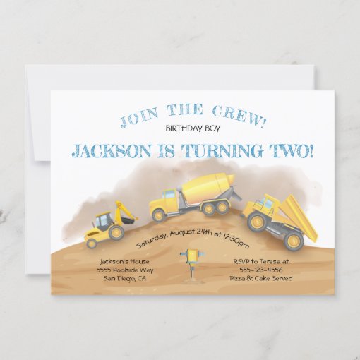 Construction Dump Trucks Birthday Party Invitation Zazzle