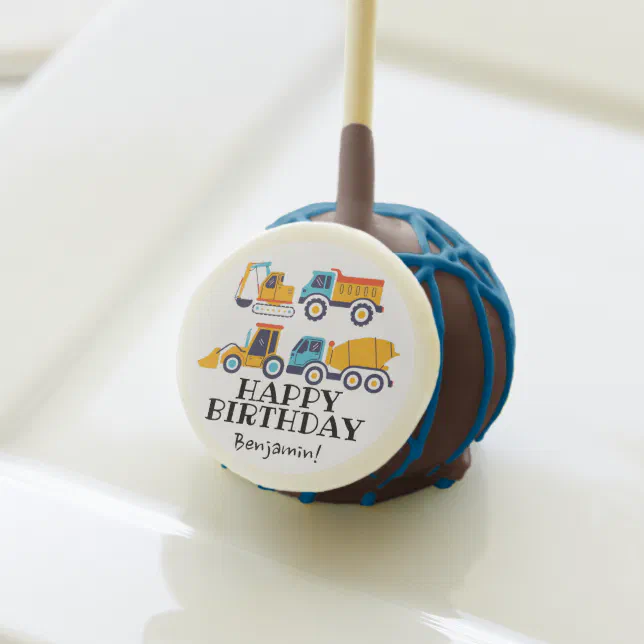 Construction Dump Trucks Vehicles Birthday Party Cake Pops | Zazzle