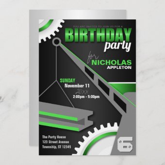 Construction & Engineering Birthday Party Invitation | Zazzle