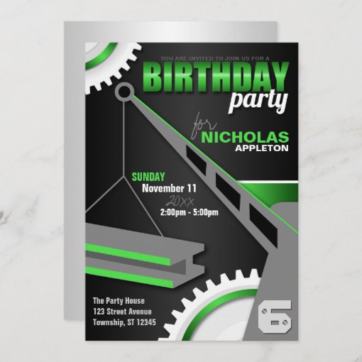 Construction & Engineering Birthday Party Invitation | Zazzle