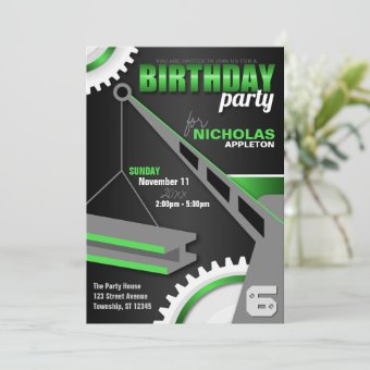 Construction & Engineering Birthday Party Invitation | Zazzle