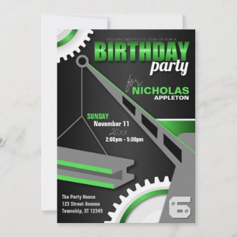 Construction & Engineering Birthday Party Invitation | Zazzle
