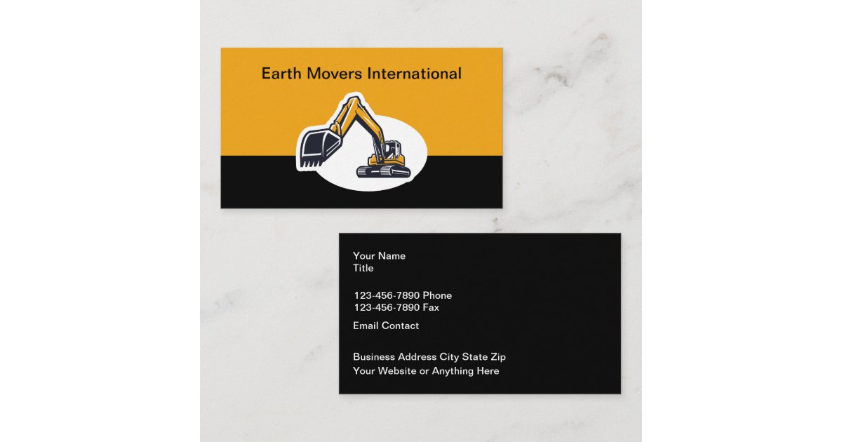 Construction Equipment Excavators Business Card | Zazzle