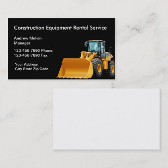 Construction Equipment Rental Business Card | Zazzle