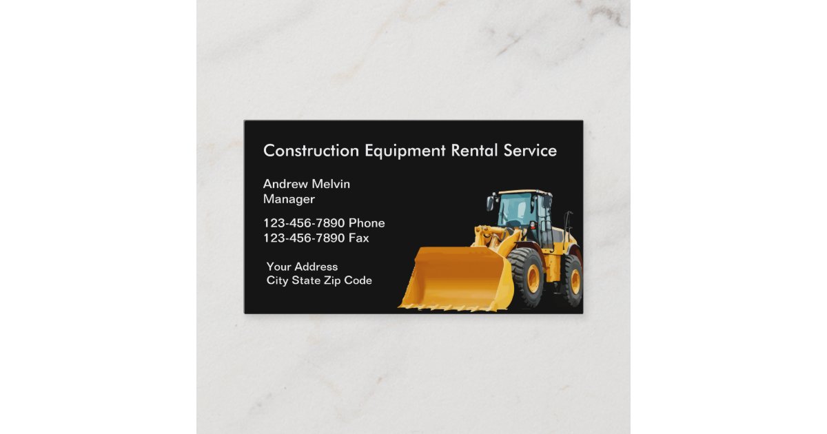 Construction Equipment Rental Business Card | Zazzle