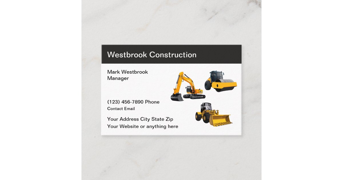 Construction Equipment Rental New Business Card | Zazzle