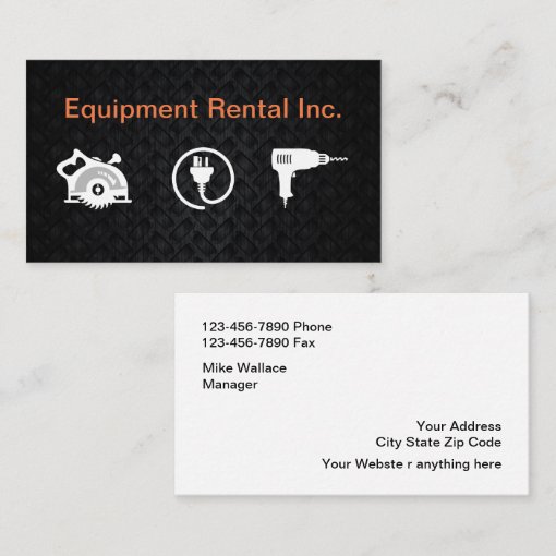 Construction Equipment Rental Service Business Card | Zazzle