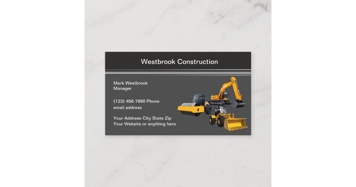 Construction Equipment Rental Services Business Card | Zazzle