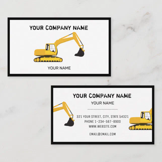 Construction Excavator Contractor Business Card | Zazzle