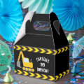 Construction Excavator Kids Birthday Party Black Favor Boxes | Zazzle