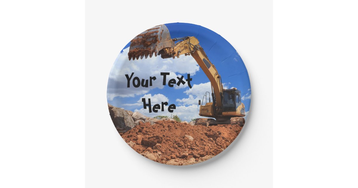 Construction Excavator Paper Plates | Zazzle