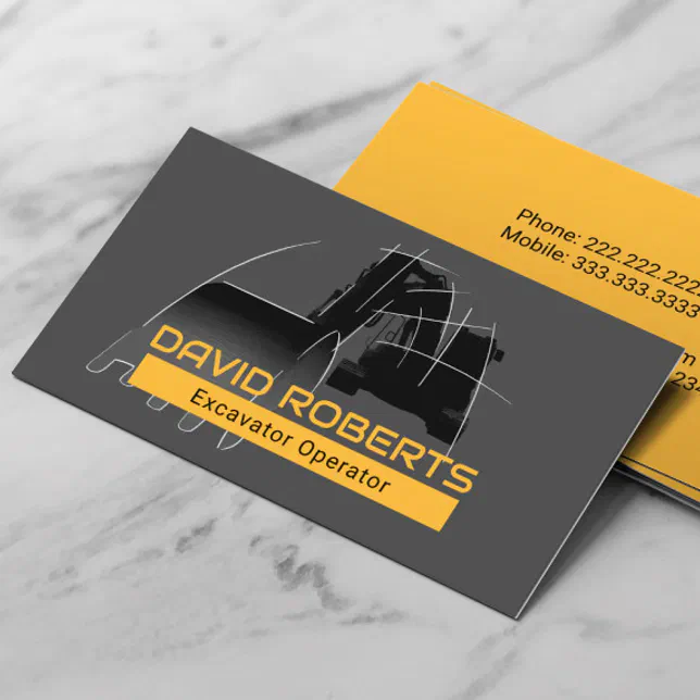 Construction Excavator Plant Operator Contractor Business Card | Zazzle
