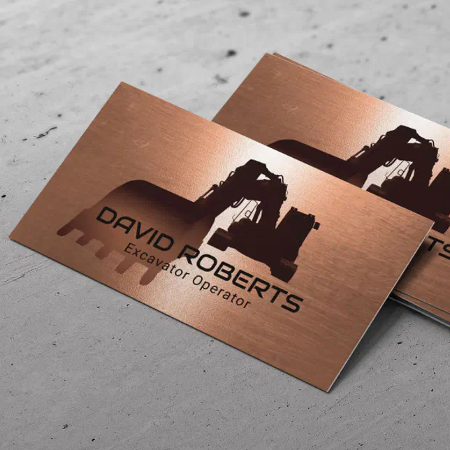 Construction Excavator Plant Operator Copper Business Card | Zazzle