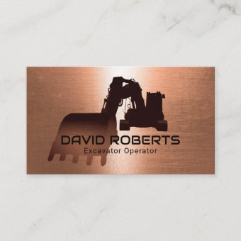 Construction Excavator Plant Operator Copper Business Card | Zazzle