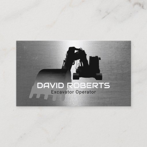 Construction Excavator Plant Operator Faux Metal Business Card | Zazzle