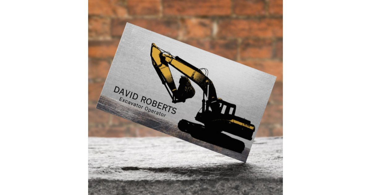 Construction Excavator Plant Operator Metal Business Card | Zazzle