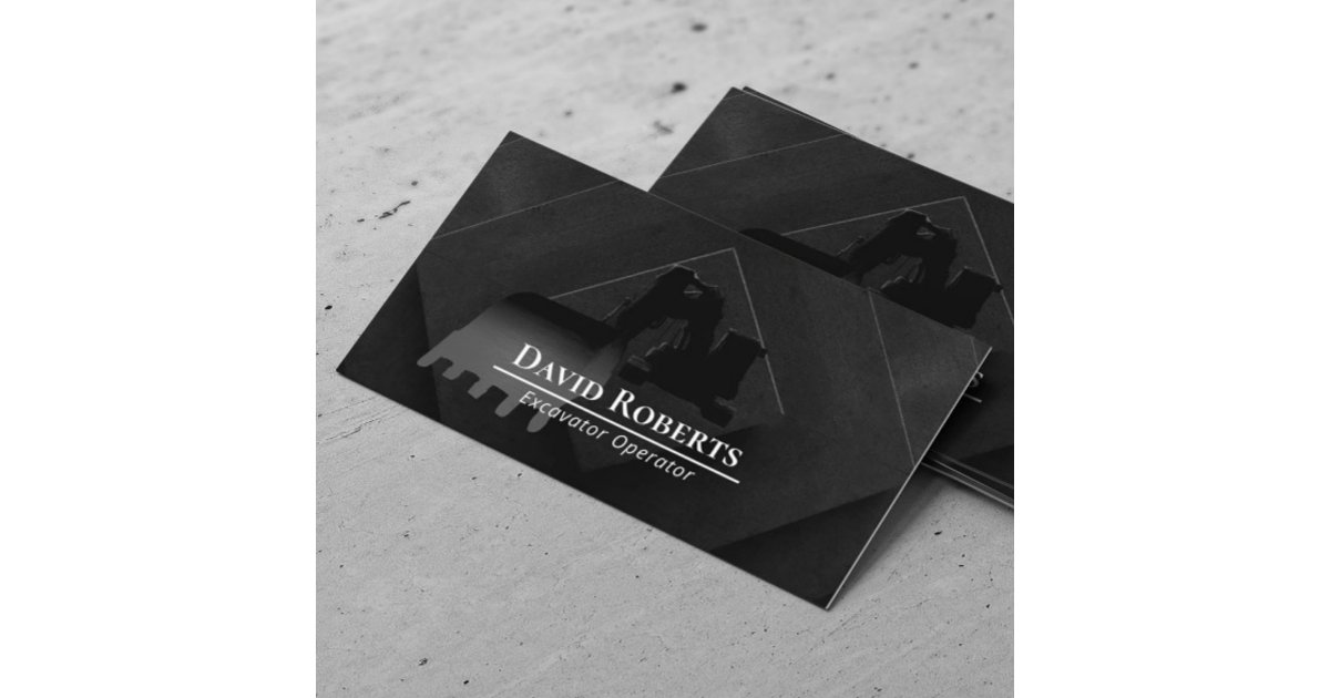 Construction Excavator Plant Operator Modern Black Business Card | Zazzle