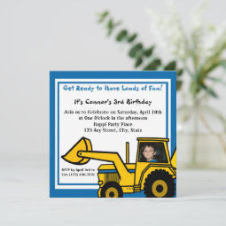 Construction Fun/ Backhoe Invitation | Zazzle