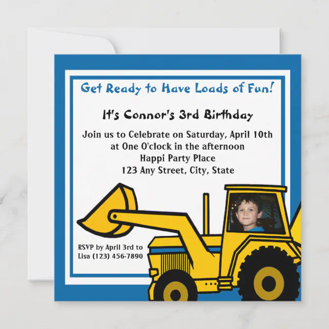 Construction Fun/ Backhoe Invitation | Zazzle