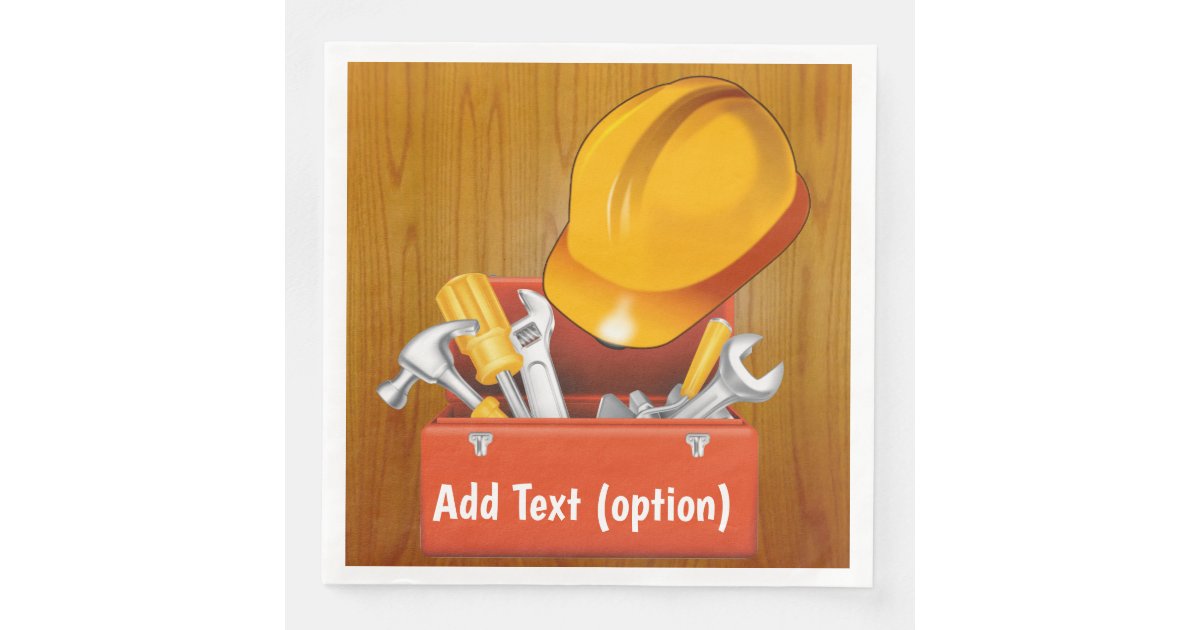 Construction Hard Hat and Tool Box Paper Napkins | Zazzle