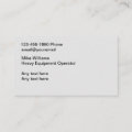 Construction Heavy Equipment Operator Business Card | Zazzle