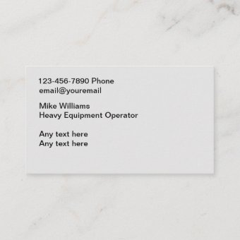 Construction Heavy Equipment Operator Business Card | Zazzle