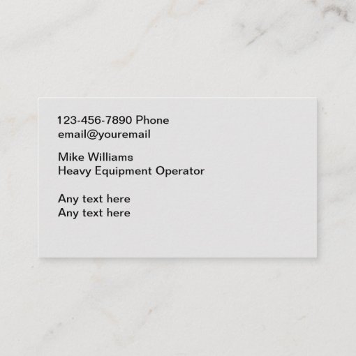 Construction Heavy Equipment Operator Business Card | Zazzle