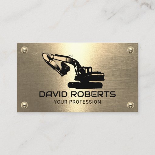 Construction Heavy Equipment Operator Gold Metal Business Card | Zazzle