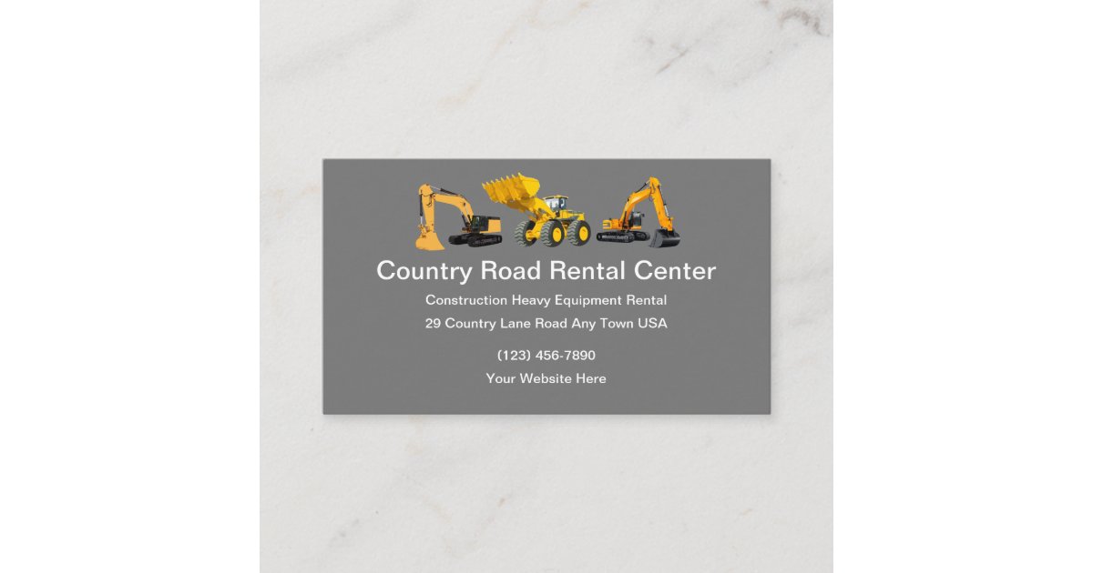 Construction Heavy Equipment Rental Business Card | Zazzle.com
