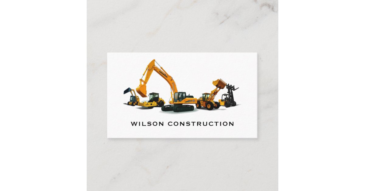 Construction Heavy Machinery Contractor Business Card | Zazzle
