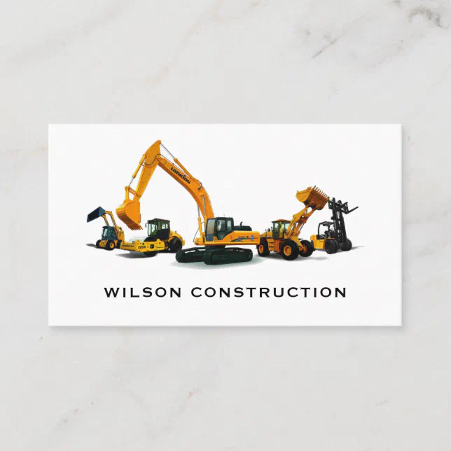 Construction Heavy Machinery Contractor Business Card | Zazzle
