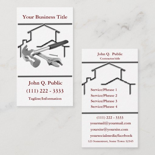 Construction Home Repair Business Card | Zazzle
