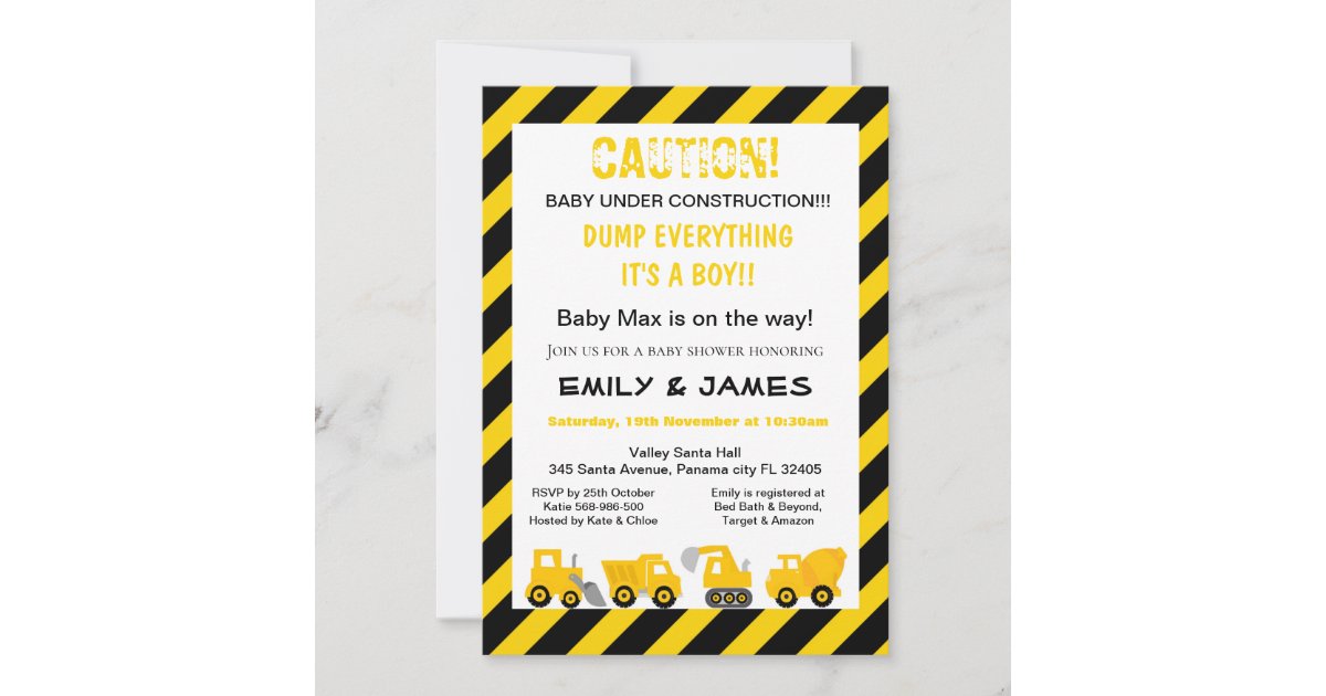 Construction Invitation, Baby Shower, Birthday Invitation | Zazzle
