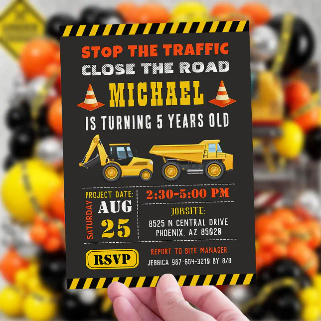 Construction Invitation, Building Party Birthday Invitation | Zazzle
