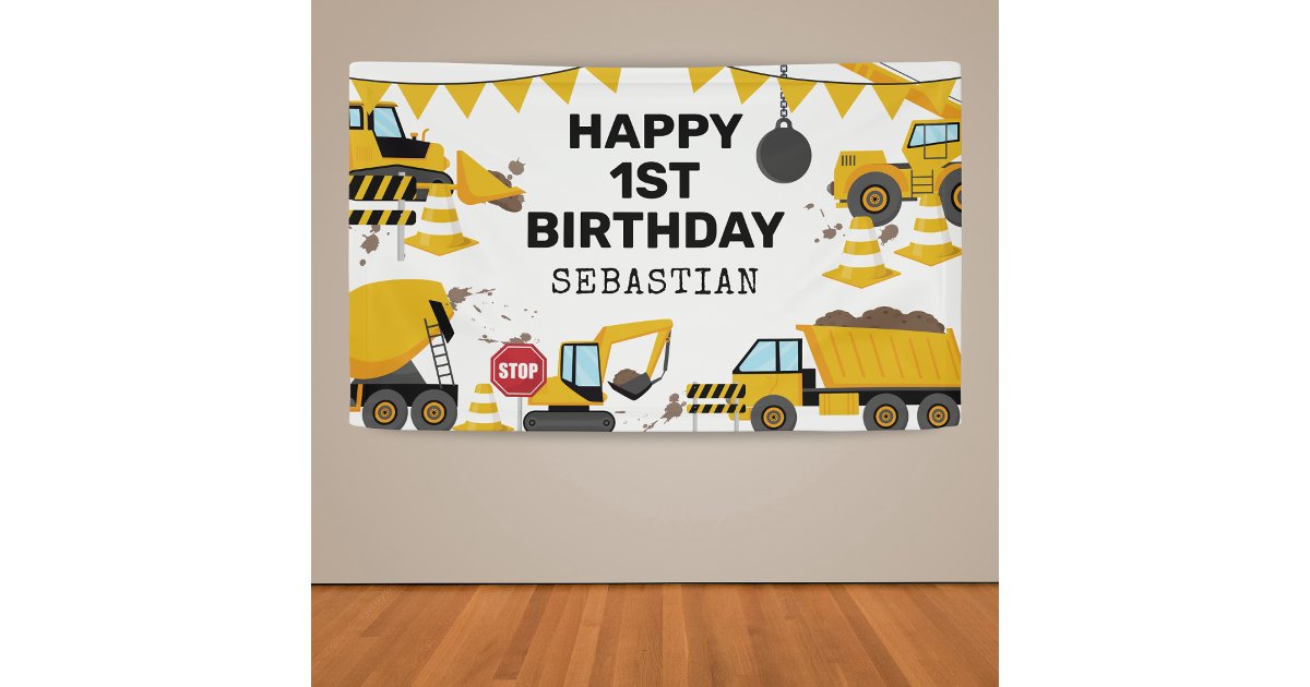 Construction Kids Birthday Party Banner | Zazzle